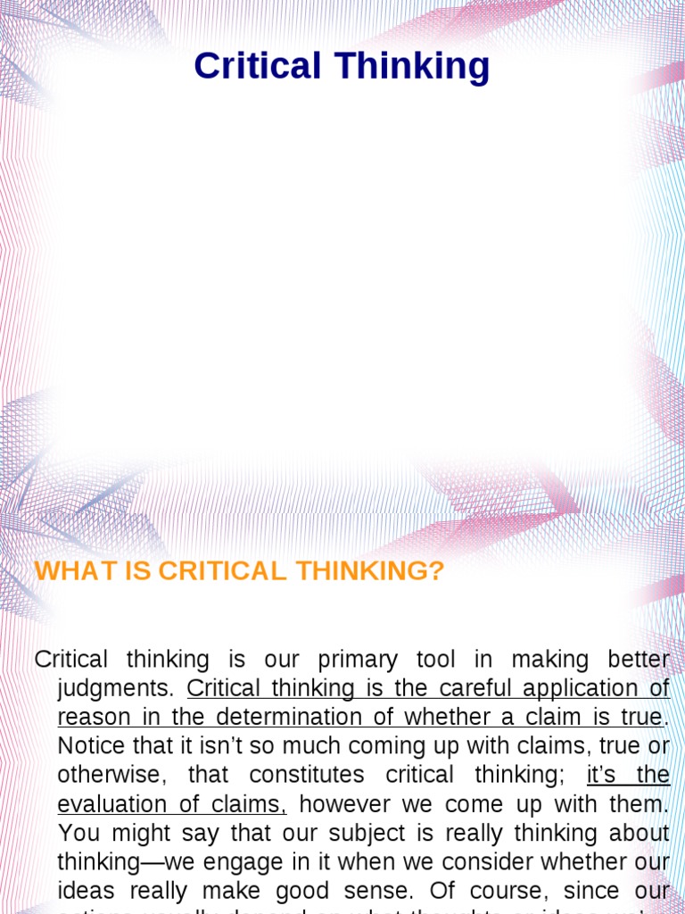 Introduction to Critical Thinking | PDF | Argument | Deductive Reasoning