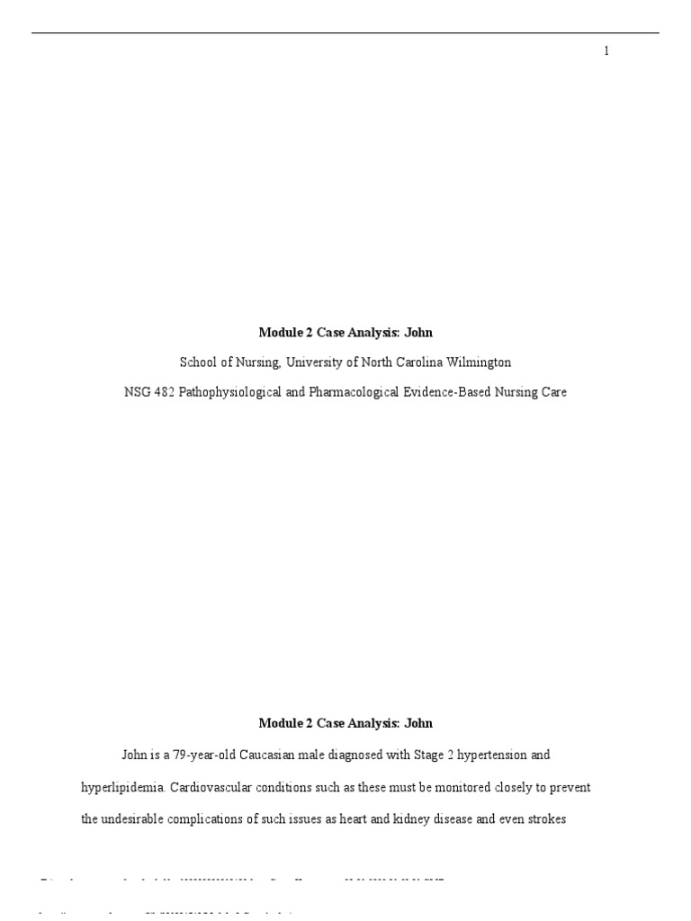 Module 2 Case Analysis John | PDF | Coronary Artery Disease | Hypertension