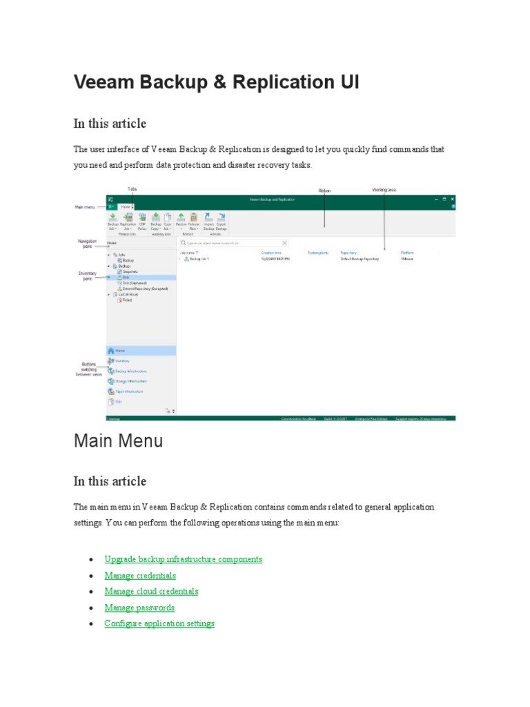 Veeam Backup Interfaz Gráifica Funciones | PDF | Backup | Computer Network