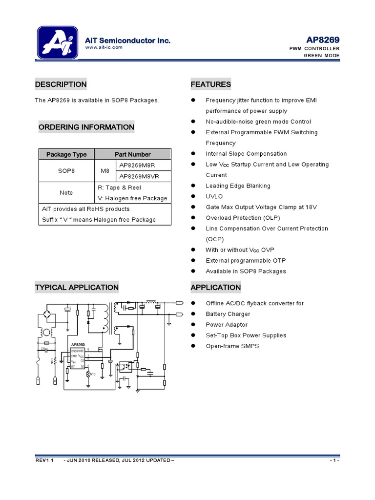No-Audible-Noise Green Mode PWM Controller with Programmable Frequency and Features for Offline ...