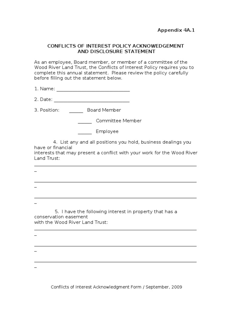 Appendix4A.1 COI Acknowledgment Form | PDF | Career & Growth | Business