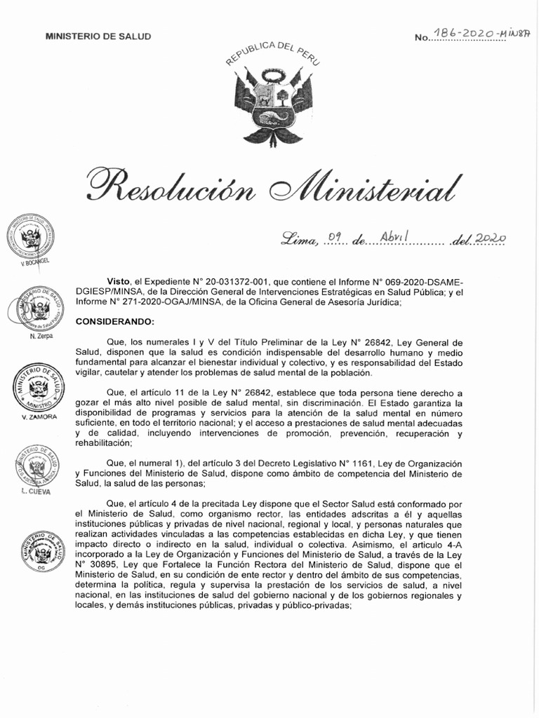 RM - 186 2020 Minsa | PDF