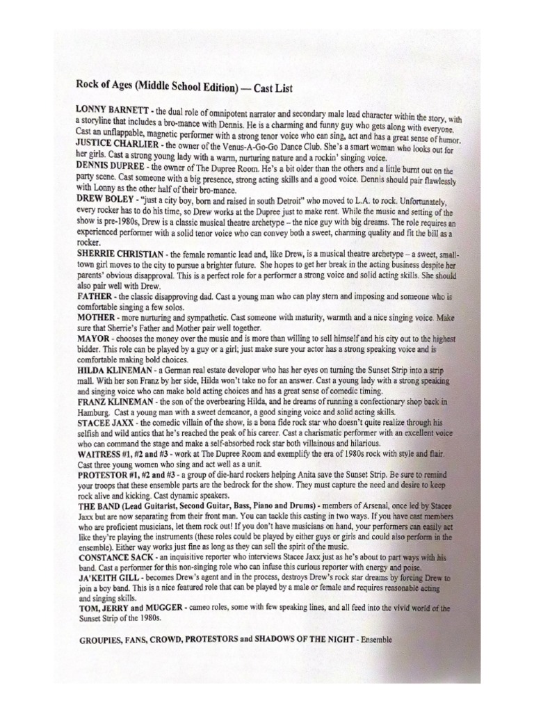 Rock of Ages (Middle School | PDF