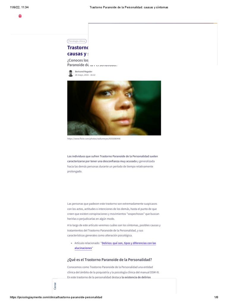 Trastorno Paranoide de La Personalidad - Causas y Síntomas | PDF ...