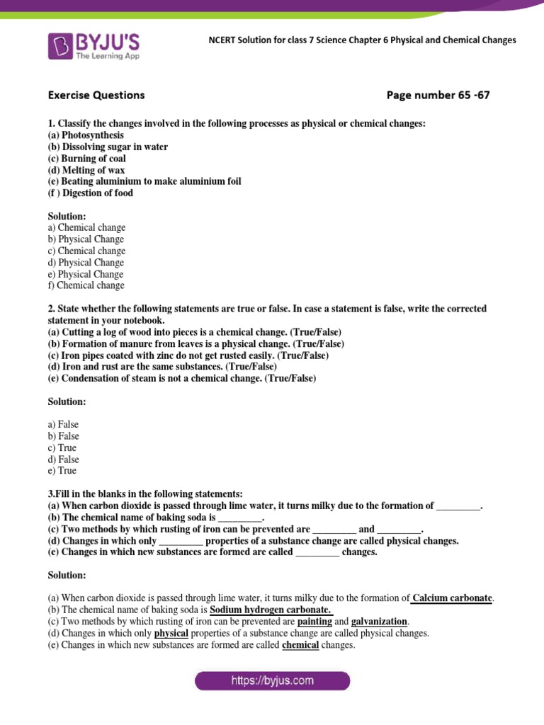 NCERT Solutions For CBSE Class 7 Science Chapter 6 | PDF | Sodium ...