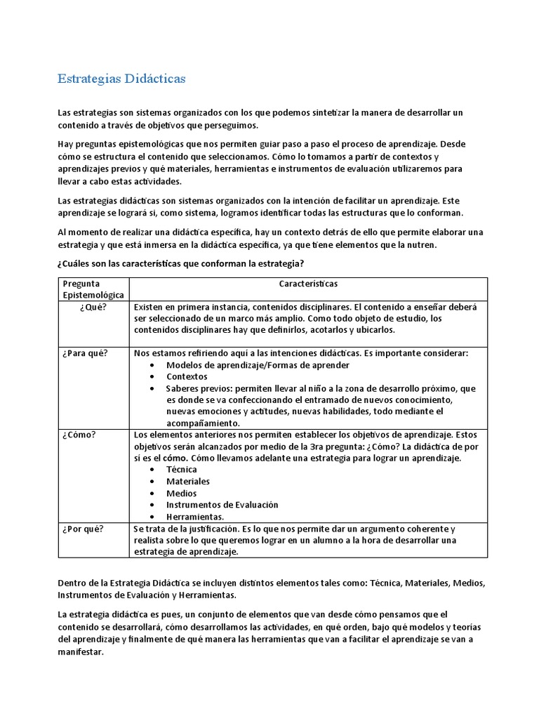Estrategias Didácticas Pdf Aprendizaje Método De Enseñanza