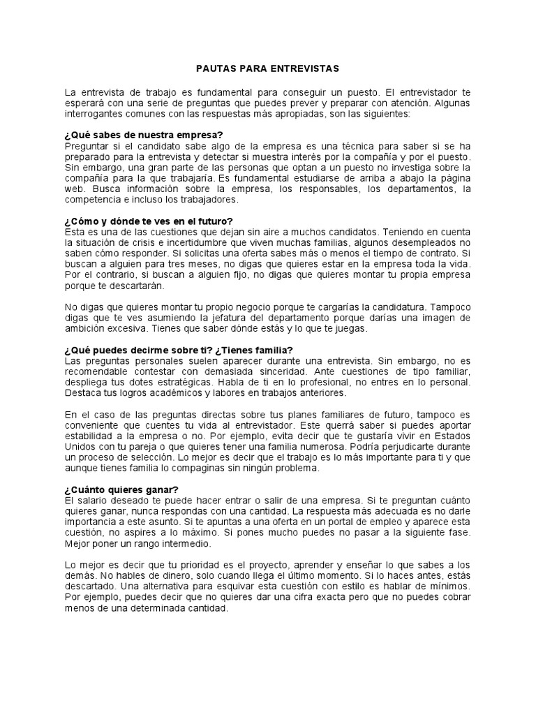 Consejos Clave para Entrevistas de Trabajo | PDF | Business ...