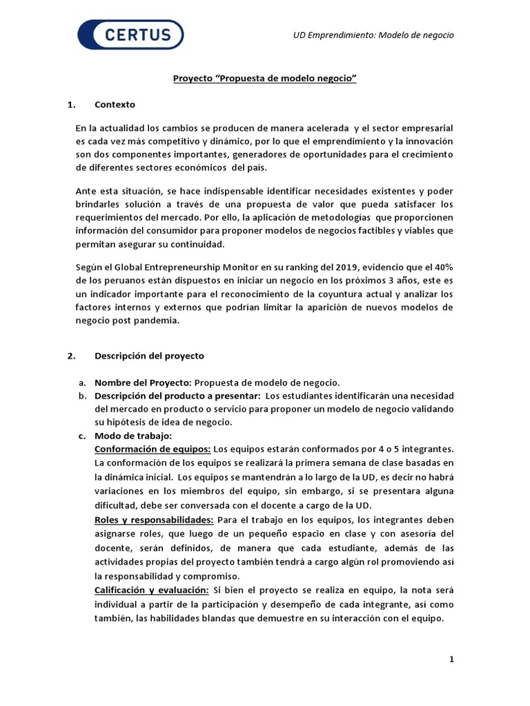 Proyecto Final - Descripcin General | PDF | Modelo de negocio | Producto (Negocio)