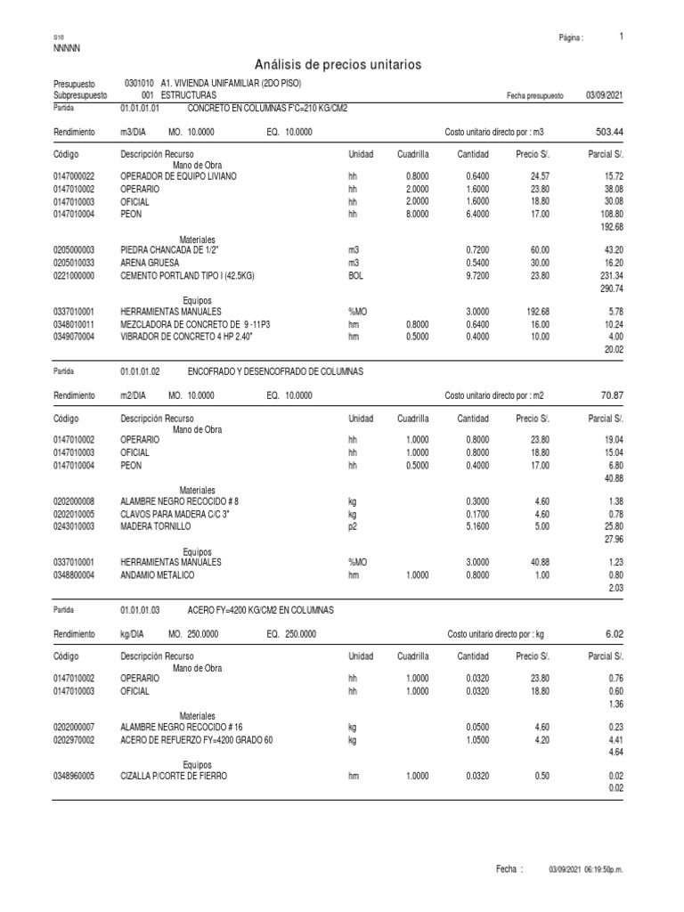 APU Estructuras - 2do Piso | PDF | Hormigón | Diseño arquitectonico