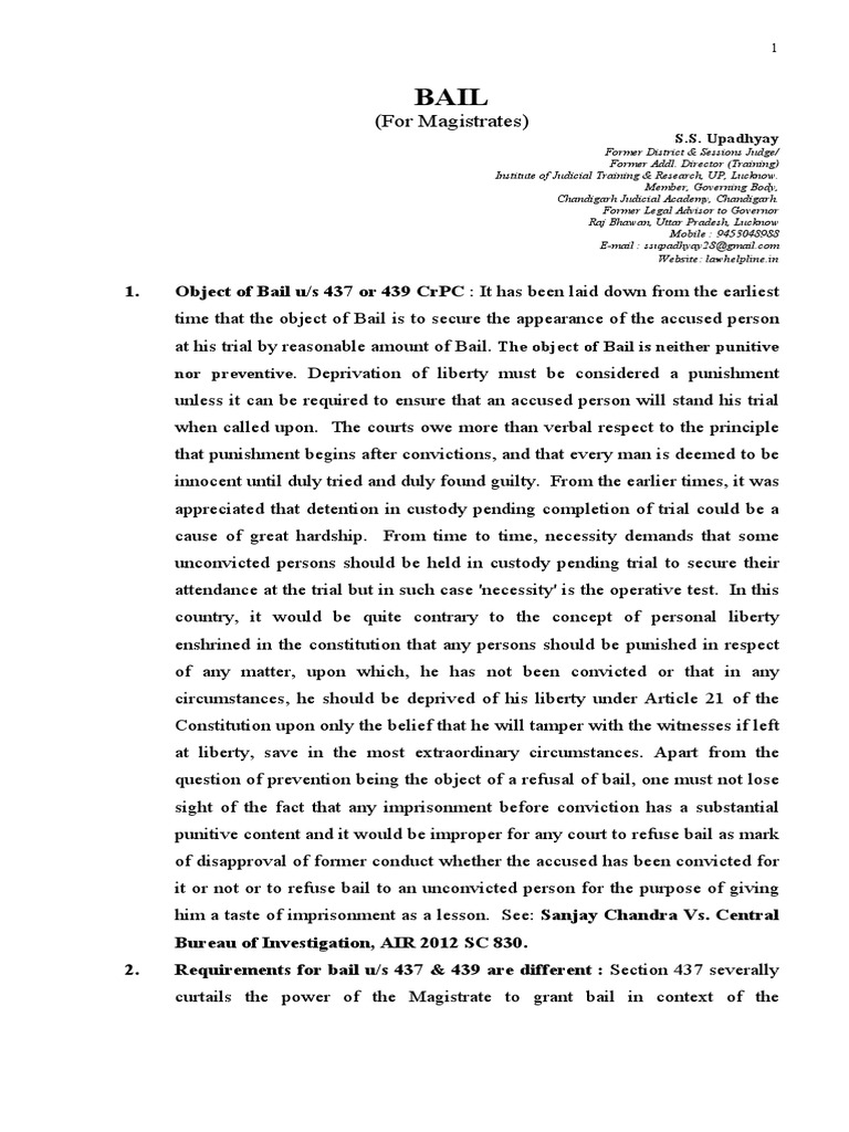 Bail (Short) | PDF | Bail | Common Law