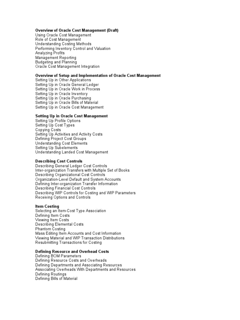 Oracle Cost Management Overview Guide | PDF | Cost Accounting | Inventory