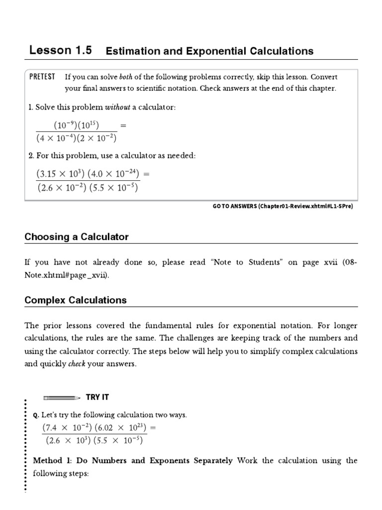 1.5 Estimation in Exponential Calculations | PDF | Arithmetic | Mathematics