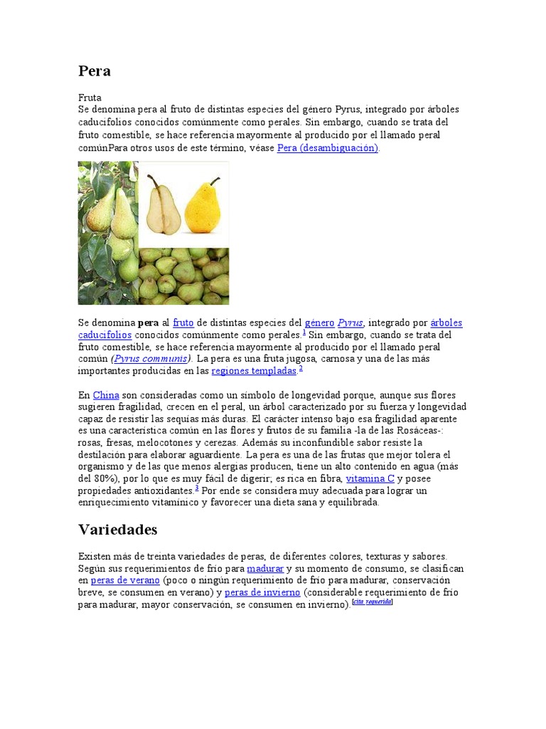 PERA | PDF | Pera | Frutas comestibles