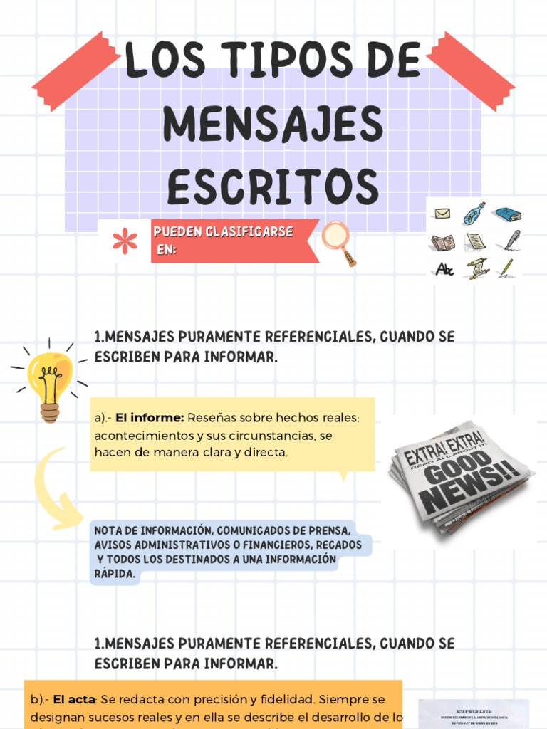 Los Tipos de Mensajes Escritos | Descargar gratis PDF | Información