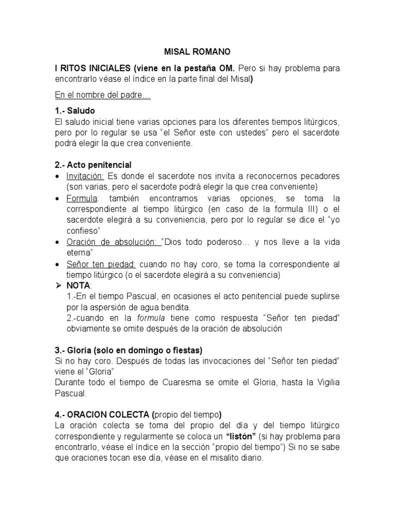 Misal Romano | PDF | Misa (liturgia) | eucaristía