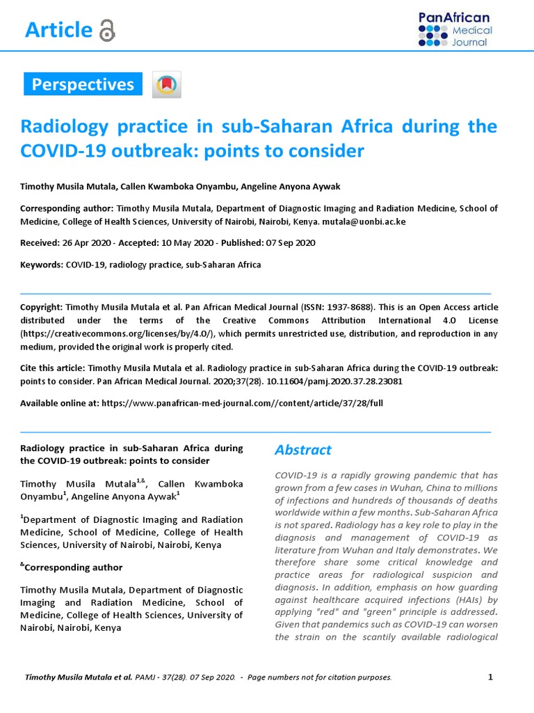 Radiology Practice in Sub-Saharan Africa | PDF | Radiology | Medical ...
