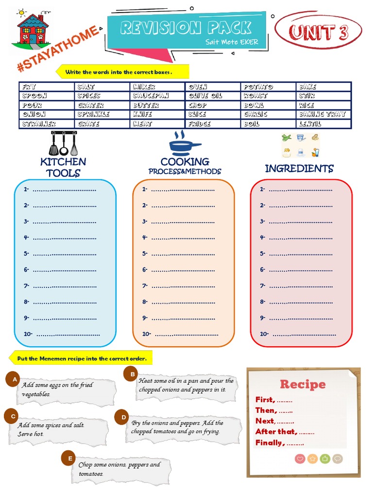 8th Grades - Unit 3 - Revision Worksheet by Mete - Elt | PDF | Pancake ...