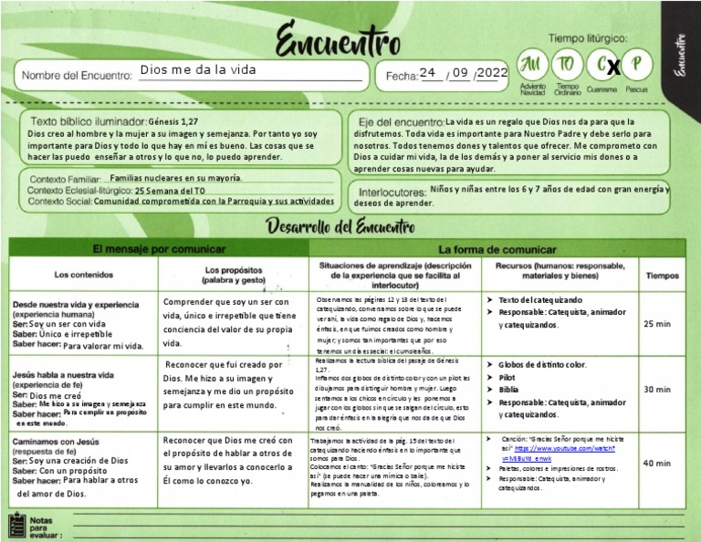 Encuentro 2 Dios Me Da La Vida | PDF