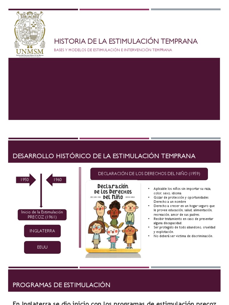 Historia de La Estimulación Temprana | PDF | Educación de la primera infancia | Invalidez