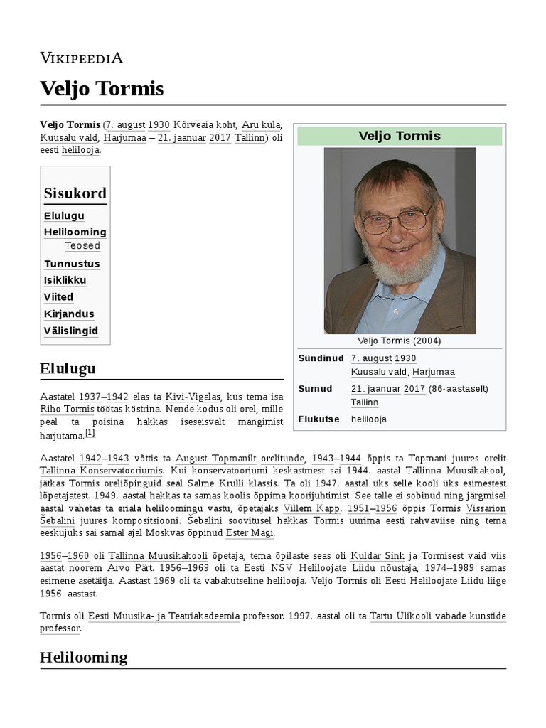Veljo Tormis | PDF