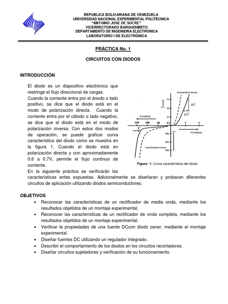 Lab 1. Electronica Practica 1 | PDF | Rectificador | Diodo