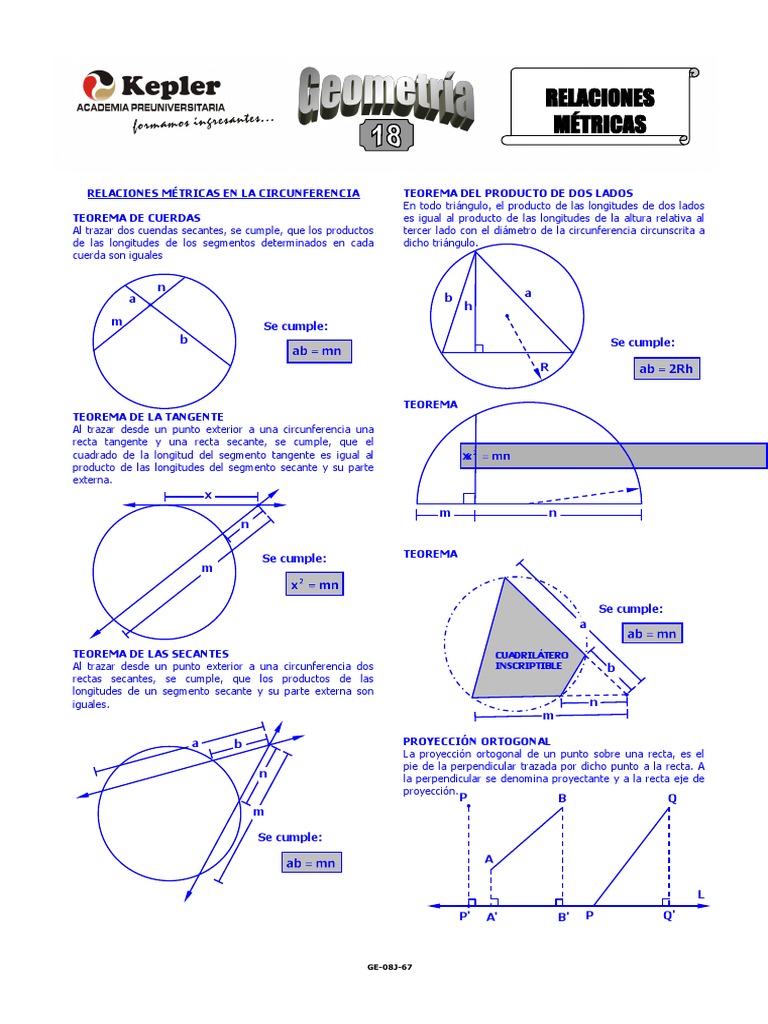 GE-08J-67 (TP - Relaciones Métricas) WB - L6 | PDF | Triángulo | Geometría