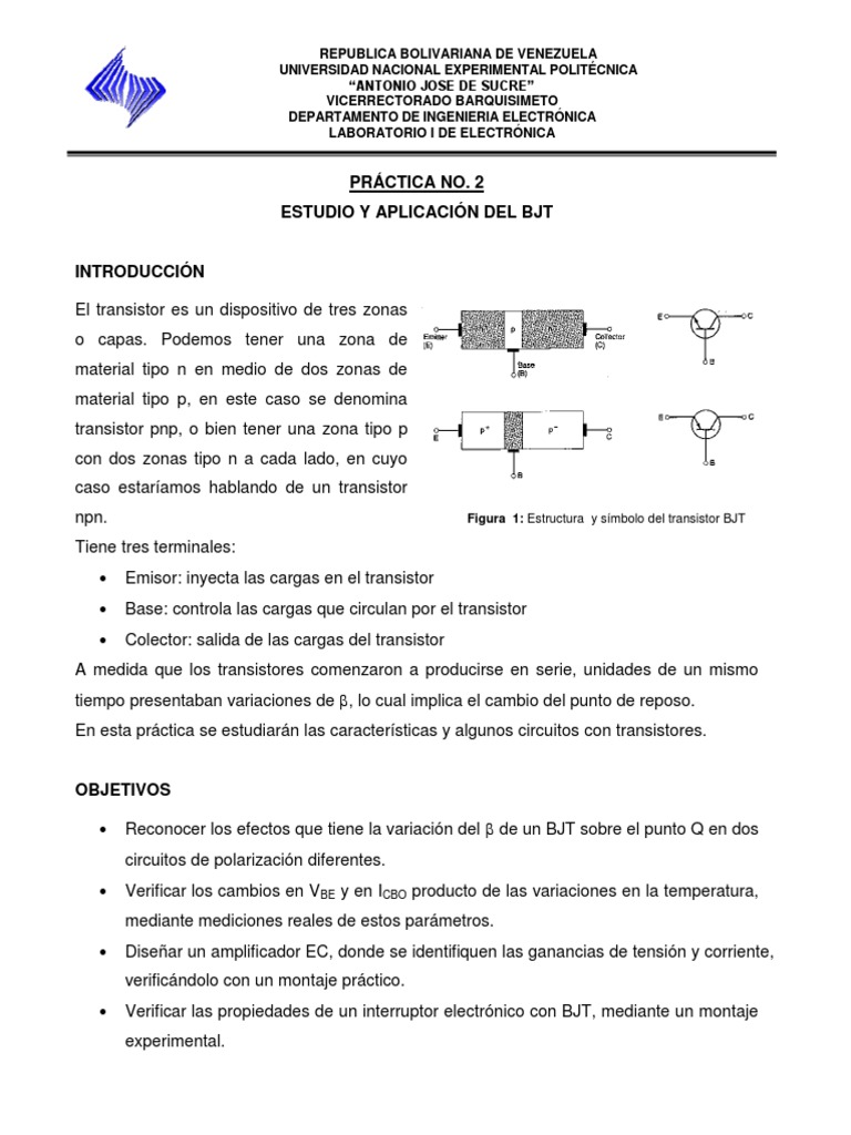 Lab 1. Electronica Practica 2 | PDF | Transistor de unión bipolar ...
