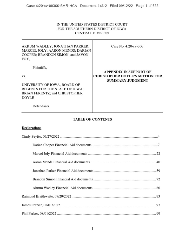 Chris Doyle Request For Summary Judgment | PDF | Summary Judgment | Discrimination