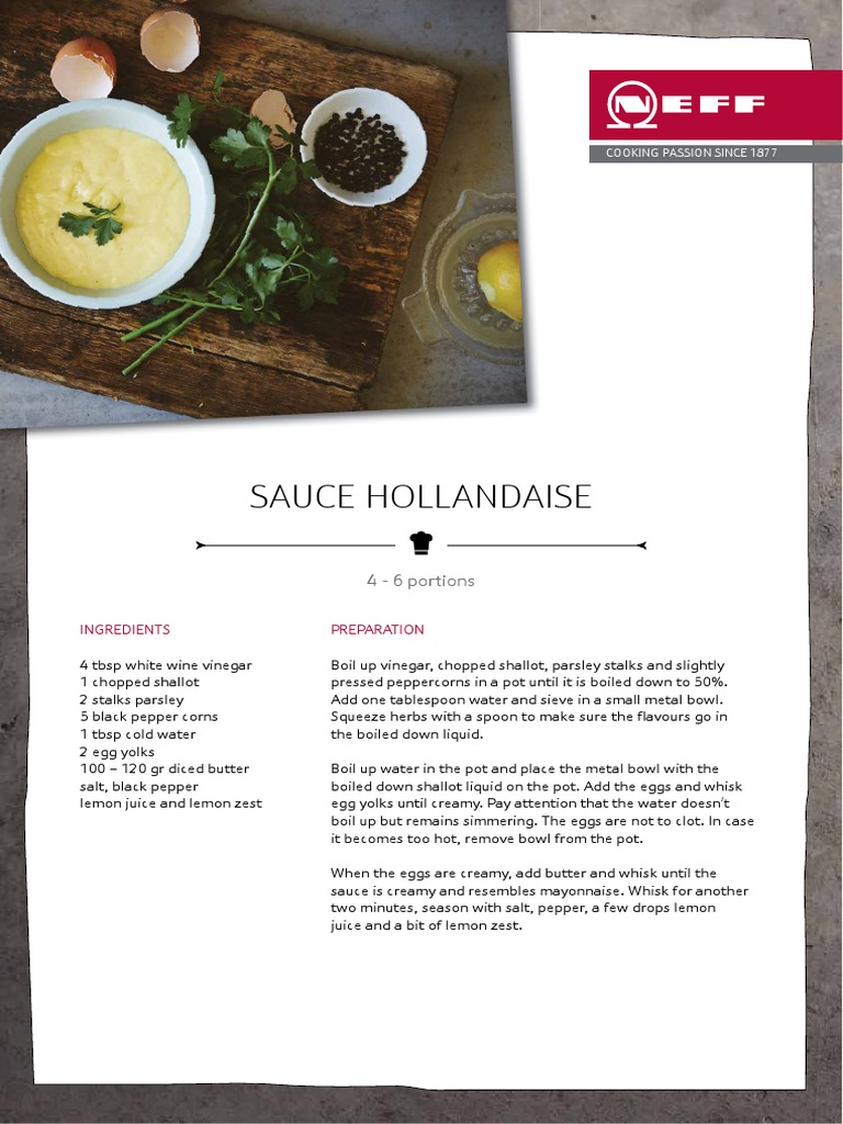 MCDOC03018286 NEFF Recipe Hollandaise Sauce | PDF