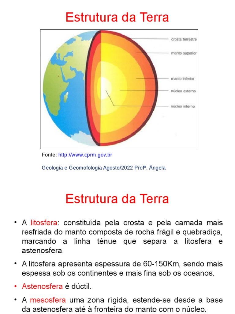 Aula1Estrutura Da Terra | PDF | Crosta (Geologia) | Placas tectônicas