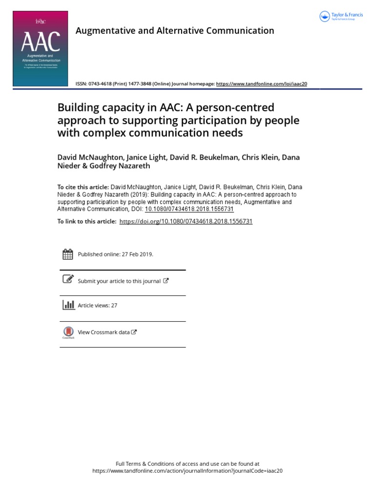 Building Capacity in AAC A Person Centred Approach To Supporting ...