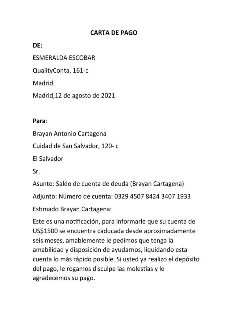 Carta de Pago | PDF