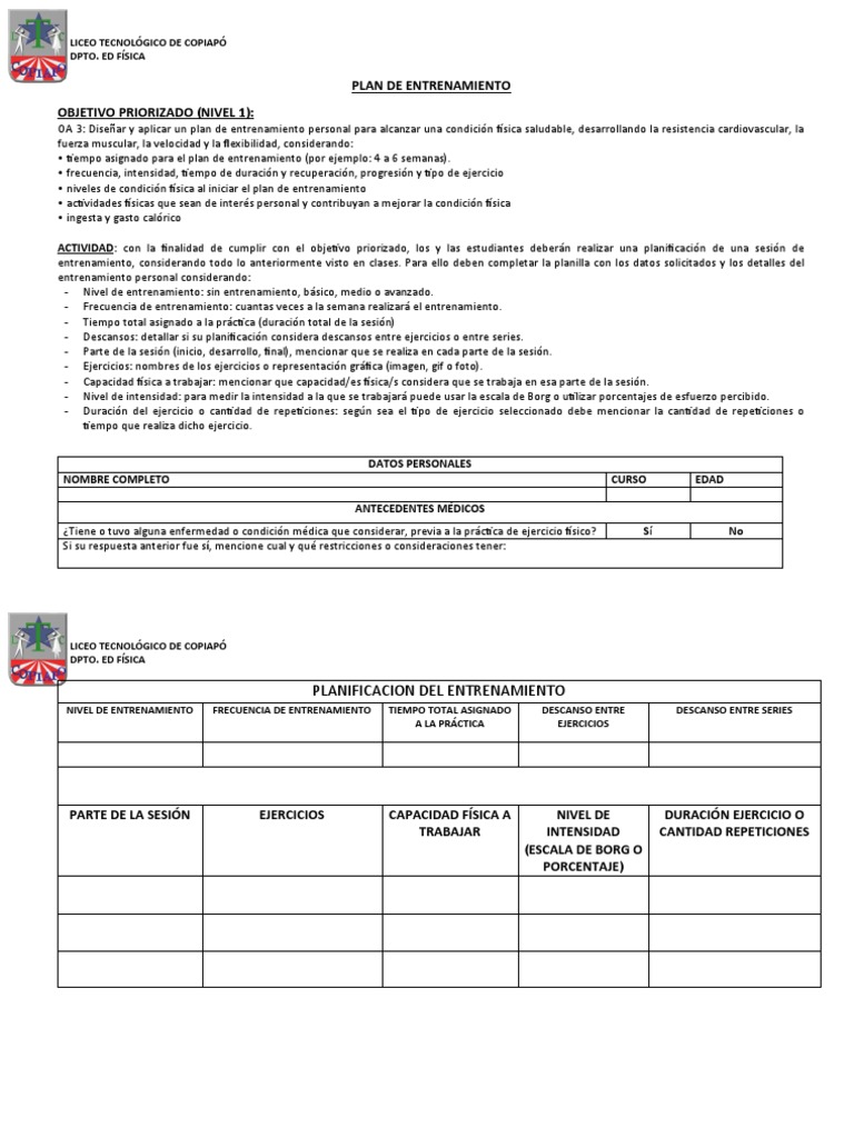 Plan de Entrenamiento | PDF | Planificación