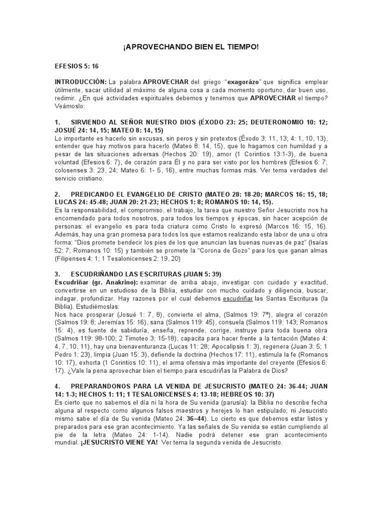 Devocional Aprovechando Bien El Tiempo | PDF | Jesús | Evangelio de Mateo Devocional Aprovechando Bien El Tiempo | PDF | Jesús | Evangelio de Mateo