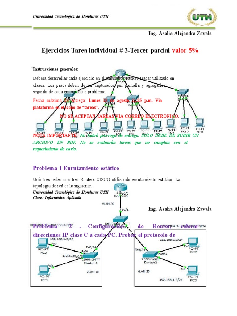 Tarea 3: Ejercicios de Packet Tracer | PDF