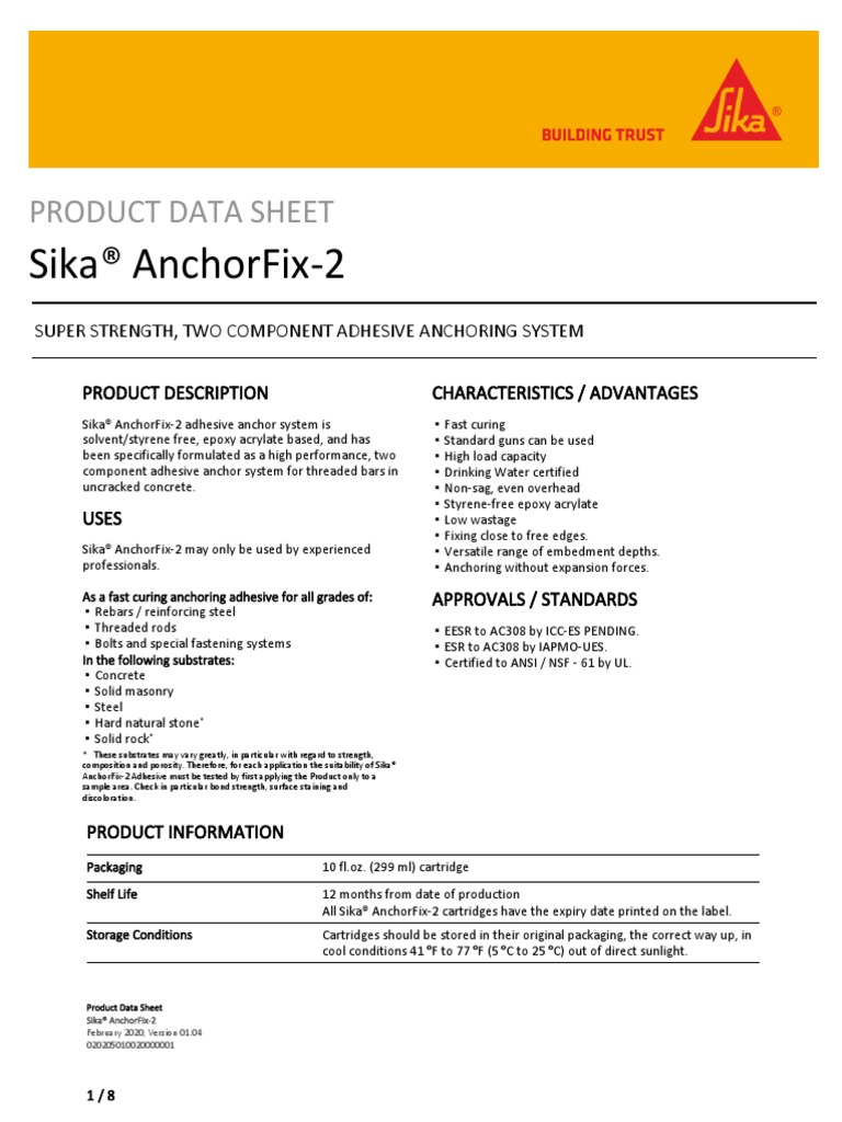 Sika Anchorfix - 2 | PDF | Adhesive | Drill