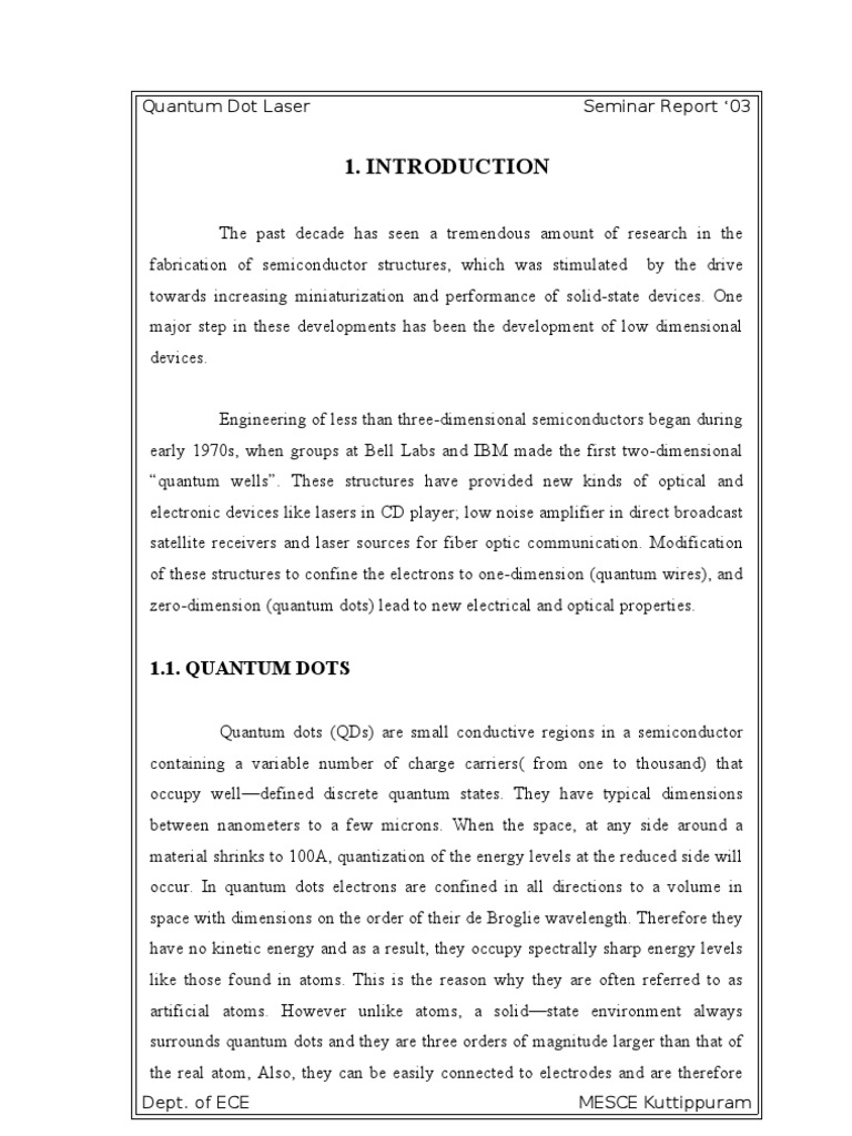 Quantum Dot Laser | PDF | Laser | Laser Diode