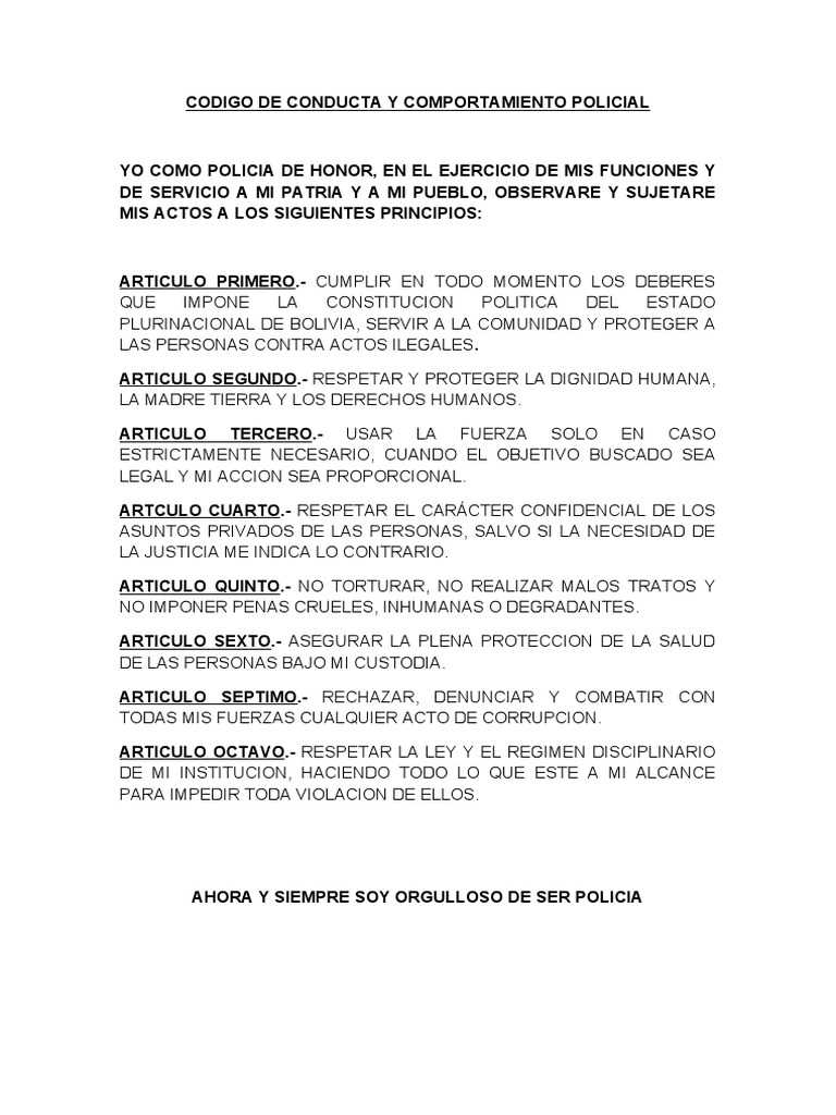 Codigo de Conducta Policial | PDF