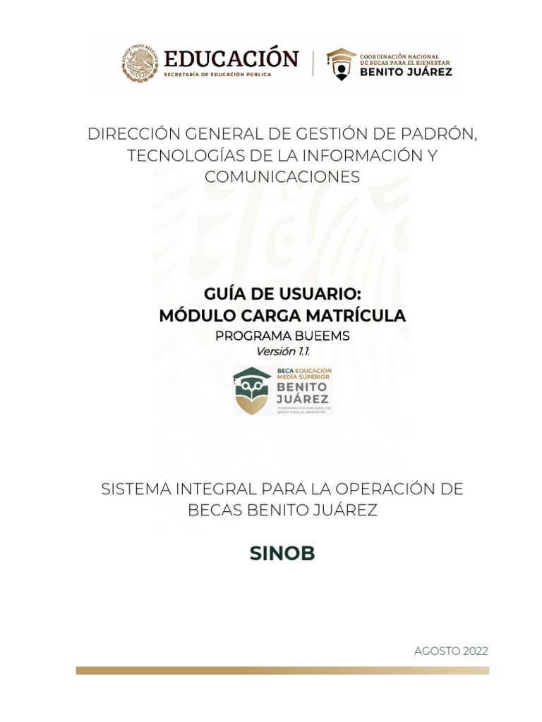 Guía de Usuario Sinob Módulo Matrícula 2022 V1.1. R | PDF | Archivo de ...