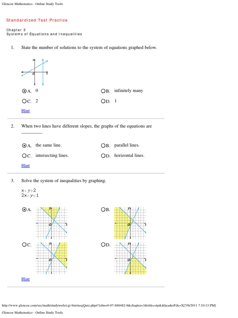 Glencoe Mathematics - Online Study Tools | PDF | Multiple Choice ...