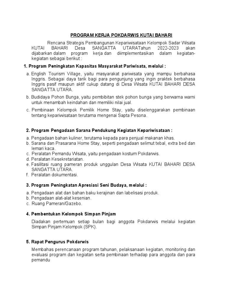 Proker Pokdarwis' | PDF