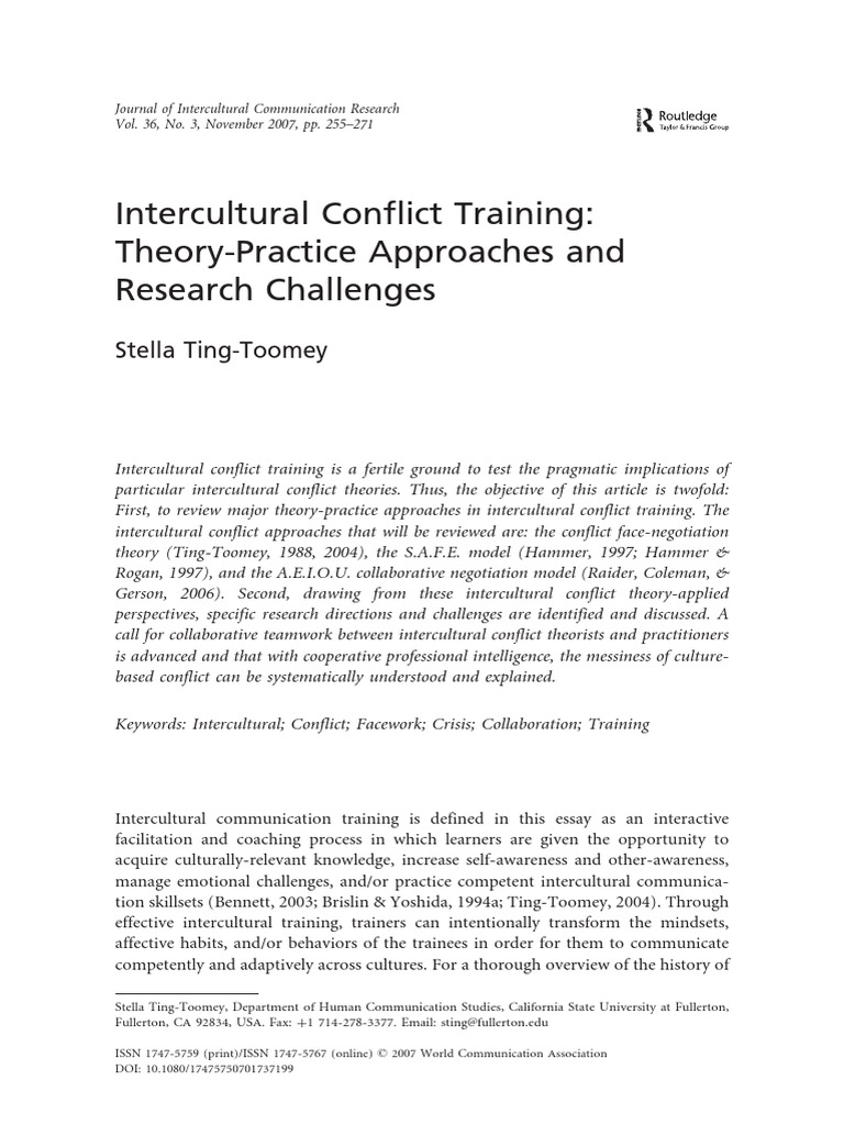 Ting-Toomey-Entrenamiento para El Conflicto Intercultural | PDF ...