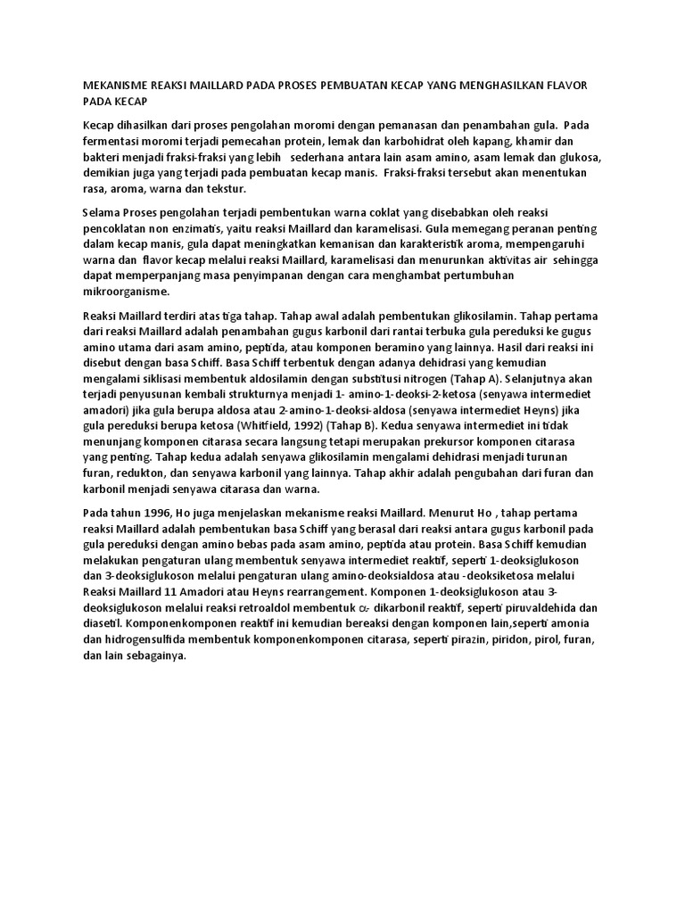 Mekanisme Reaksi Maillard Pada Proses Pembuatan Kecap Yang Menghasilkan ...