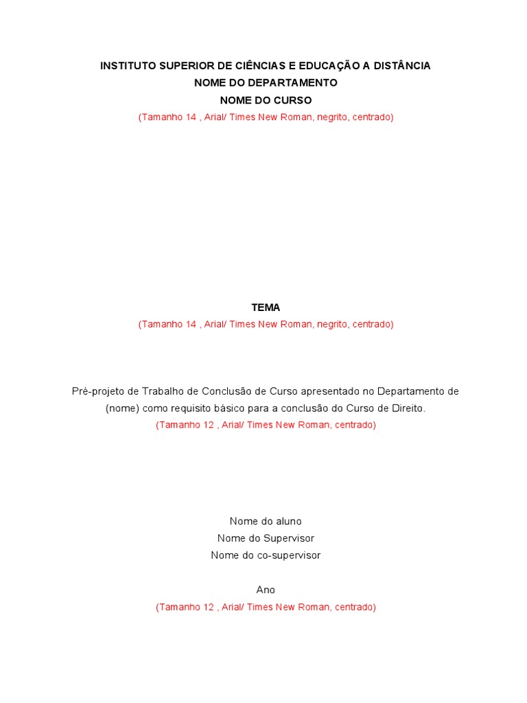 Modelo Template Pre-Projecto de TCC | PDF | Motivação | Motivacional