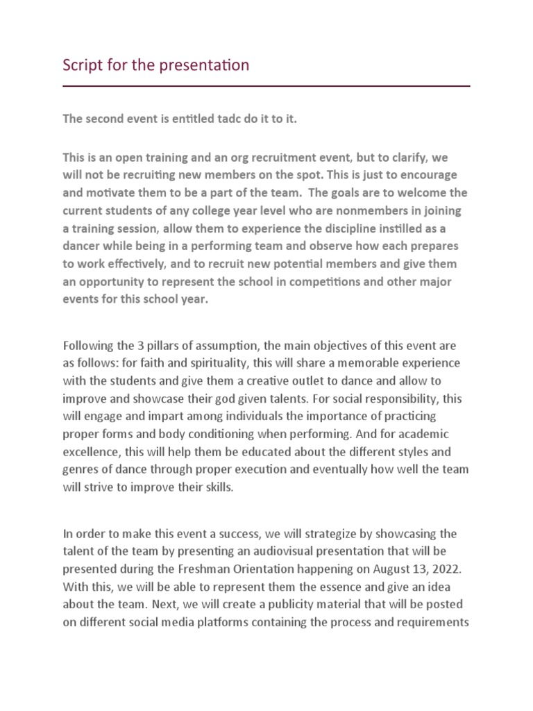 Script For The Presentation | PDF