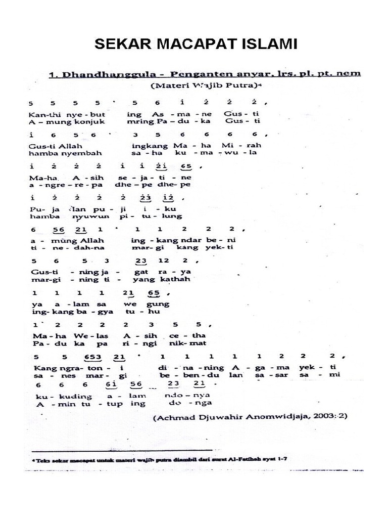 LIRIK MACAPAT MAPSI | PDF