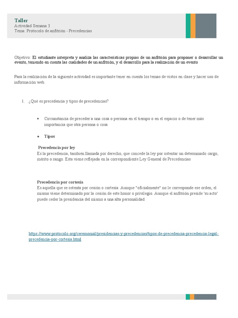 Protocolo y Precedencias en Eventos | PDF