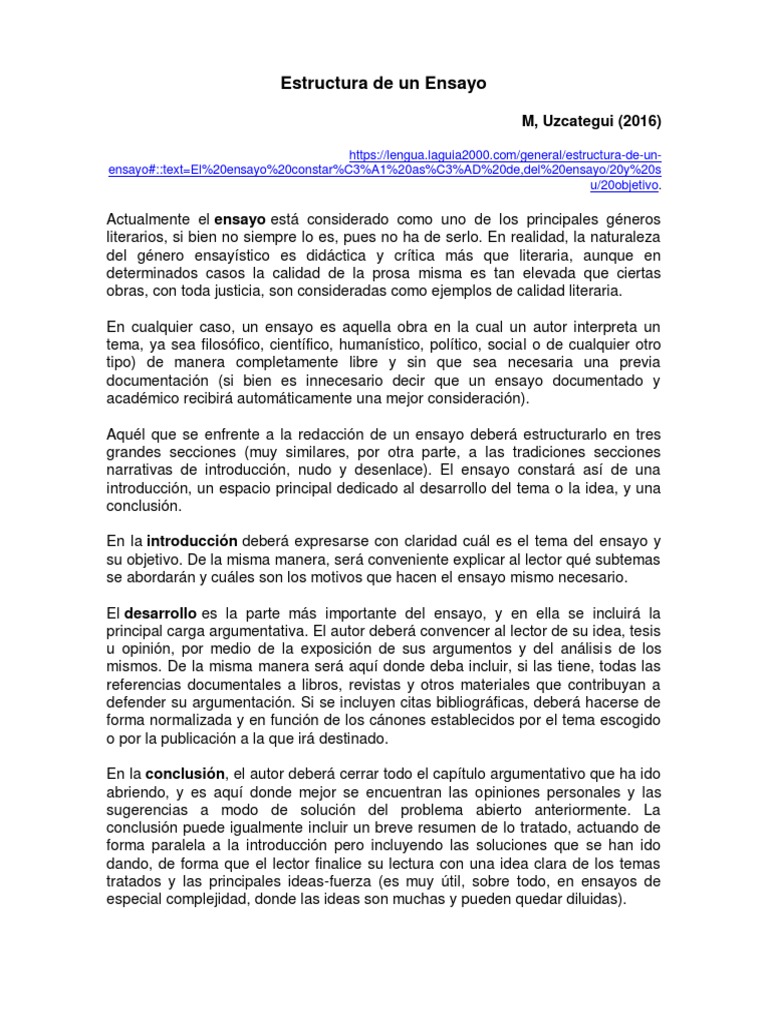 Estructura de Un Ensayo | PDF | Ensayos