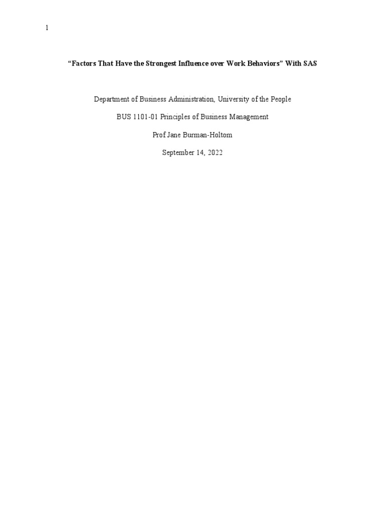 Influencing Work Behaviors at SAS | PDF | Employment | Turnover ...