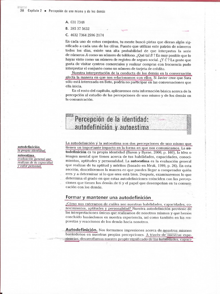 Percepción de La Identidad. Autodefinición y Autoestima. | PDF ...